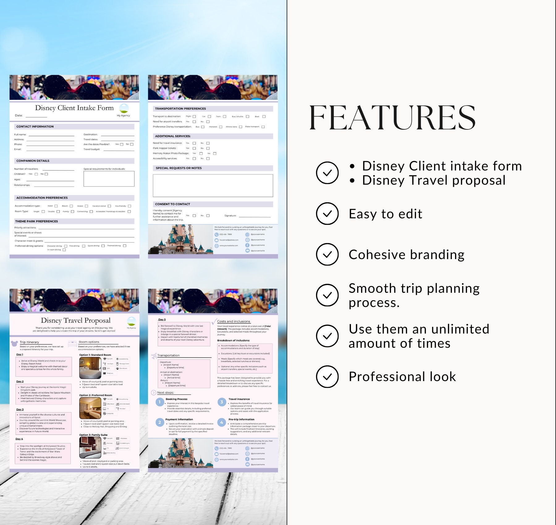 WDW Client Intake Form Travel Agent Travel Agent Proposal Templates ...