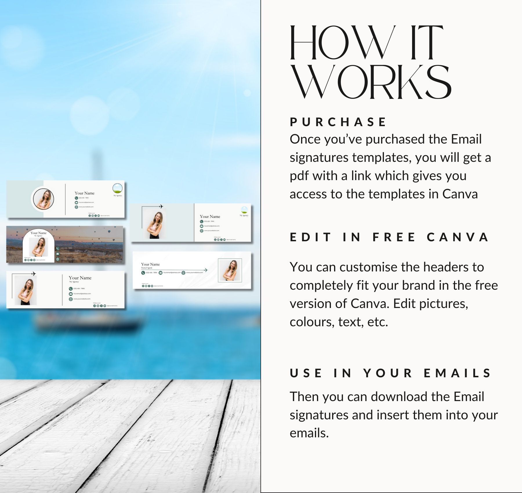 Travel Agent Email Signature Editable Templates: Professional Branding ...