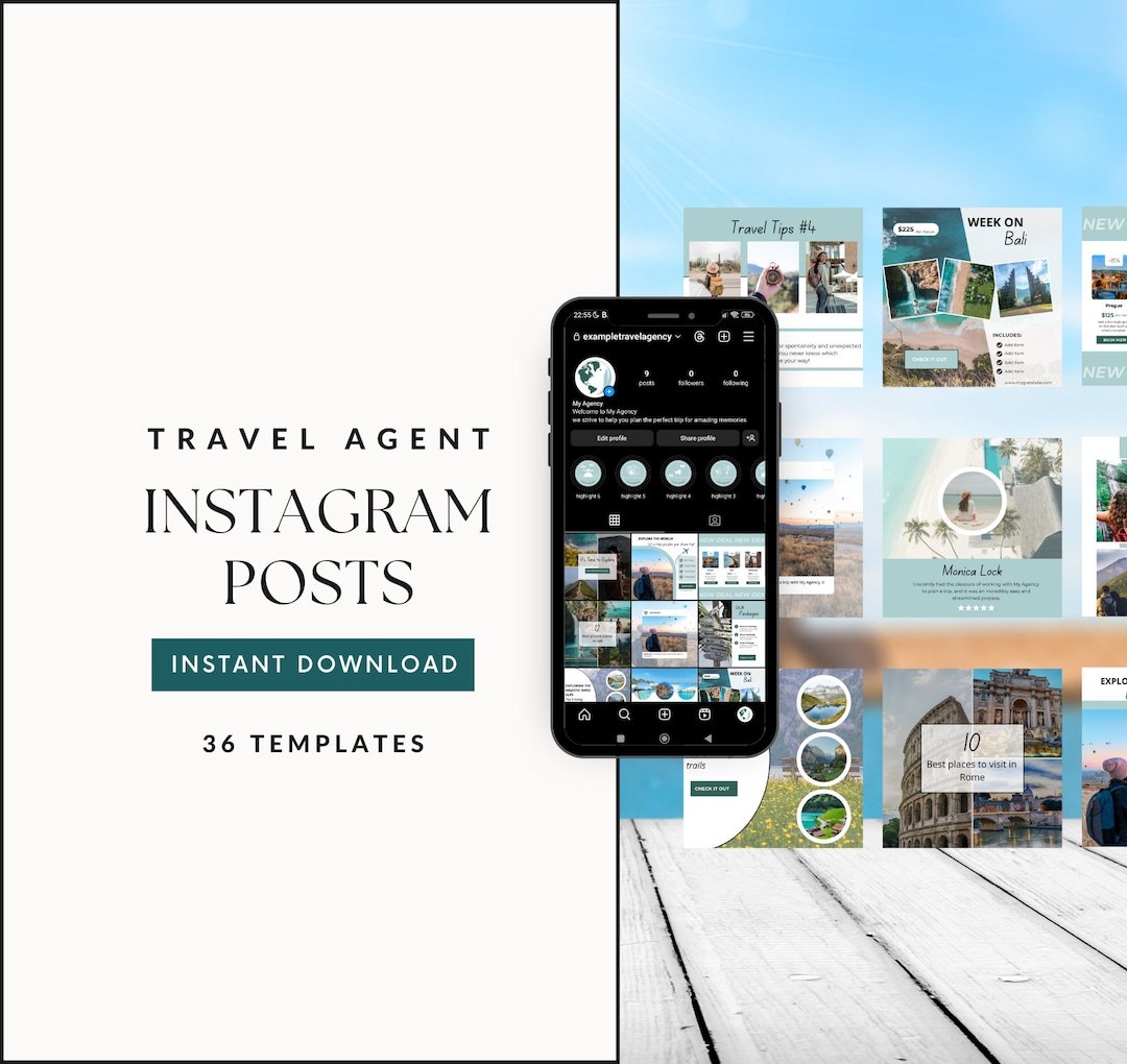 Travel Agent Instagram Post Bundle Social Media Posts Travel Agent ...