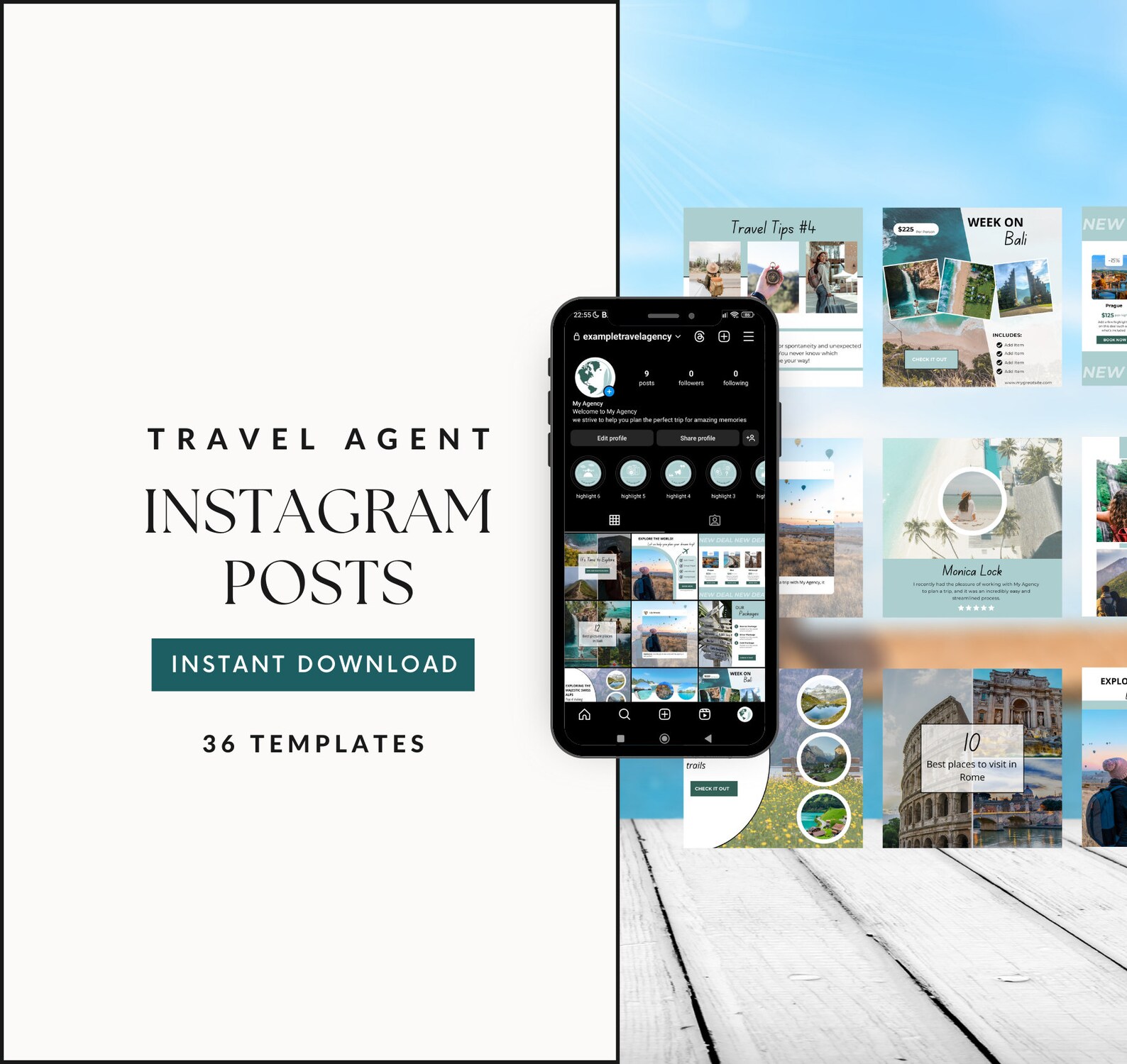 Travel Agent Instagram Post Bundle Social Media Posts Travel Agent ...