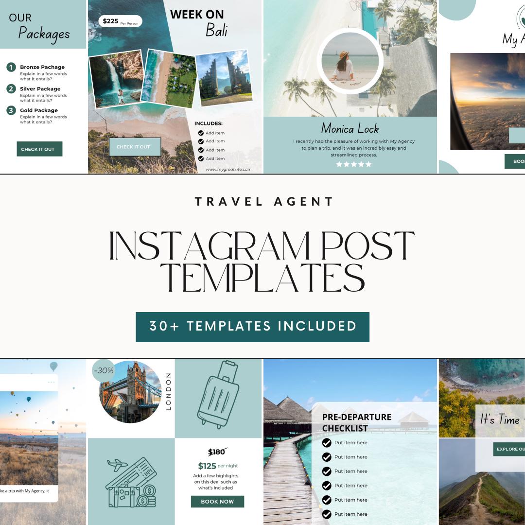 Travel Agent Instagram Post Bundle Social Media Posts Travel Agent ...