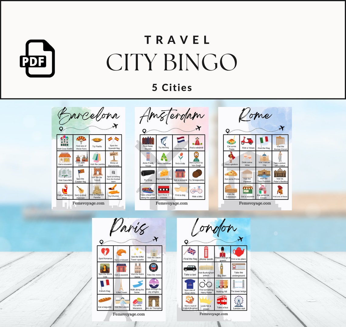 City Travel Bingo Bundle. Travel Bingo. City Bingo. Travel Games. City ...