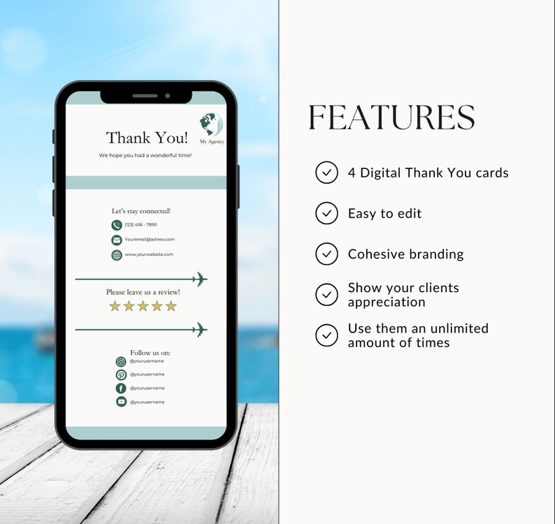 Digital Thank You Cards Travel Agent Travel Agent Templates Travel ...
