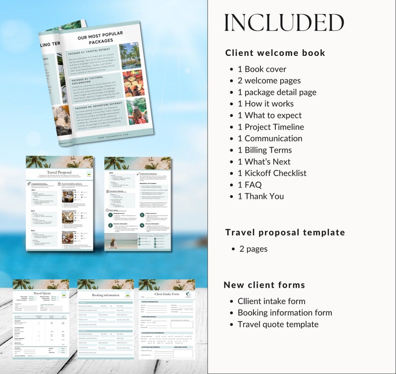 Travel Agent Client Bundle, Marketing Forms & Proposal Templates ...
