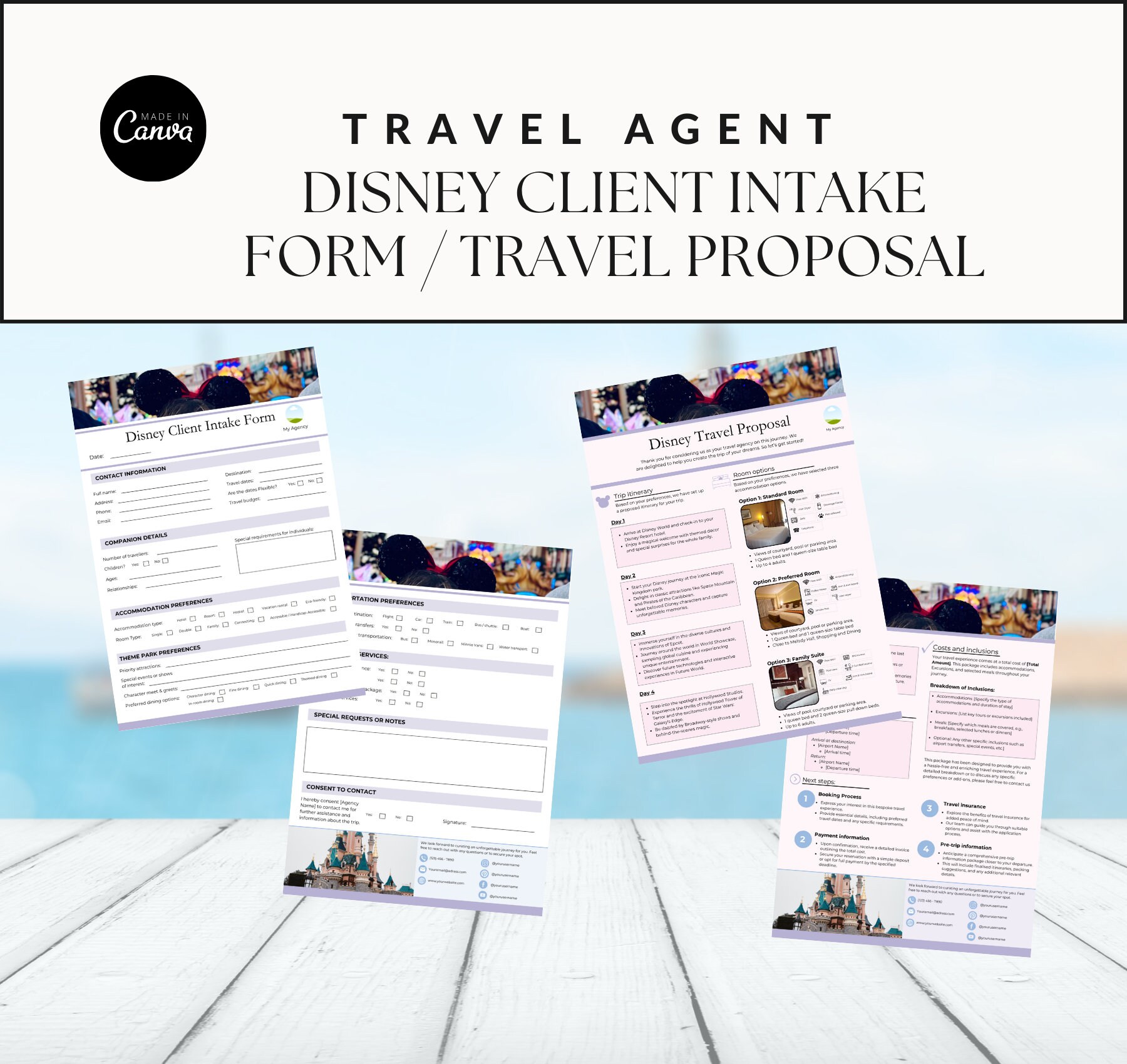 Travel Agent WDW Client Intake Form & Proposal (digital Download) - Etsy