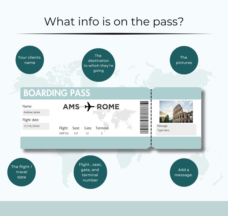 Travel Agent Boarding Pass Template, Present for Clients, Small ...