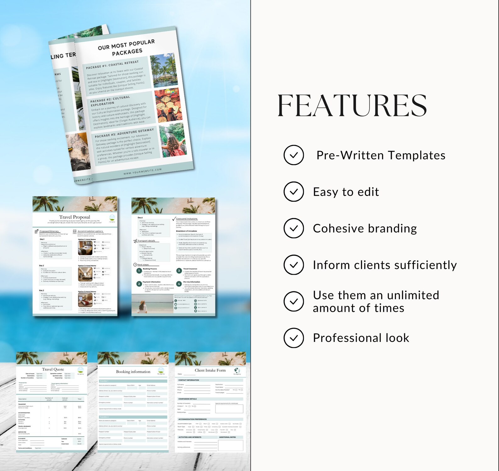 Travel Agent Client Bundle, Marketing Forms & Proposal Templates ...