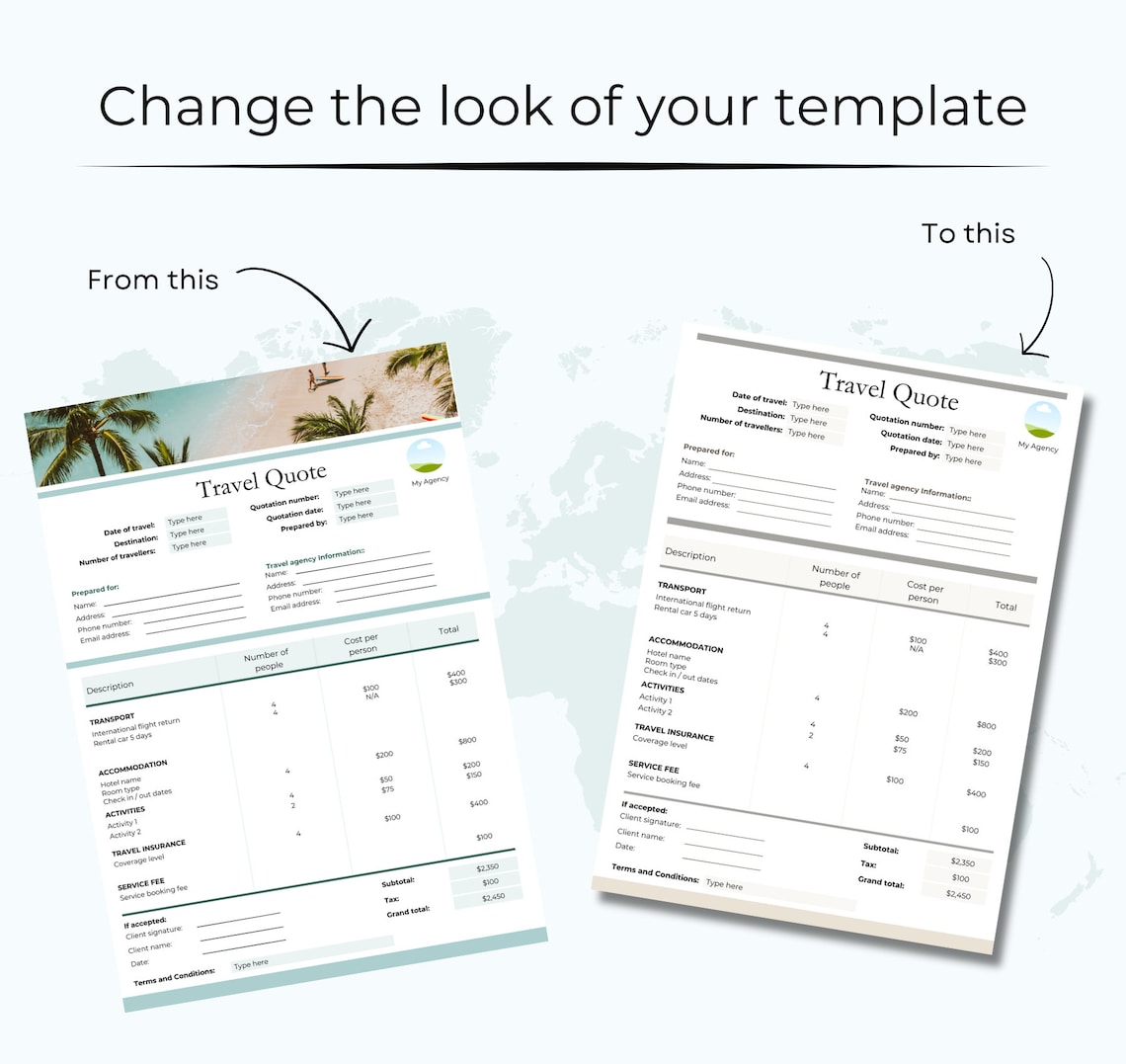 Travel Agent Quote Template. Travel Agent Template. Inquiry Template ...