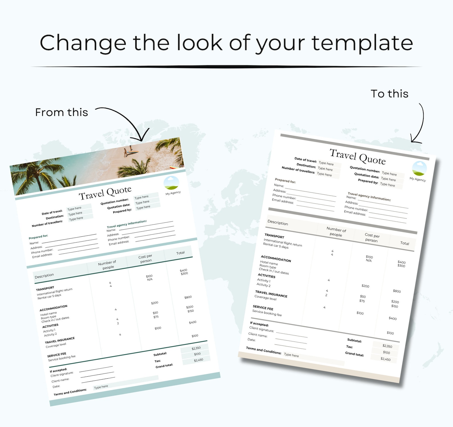 Travel Agent Quote Template. Travel Agent Template. Inquiry Template ...