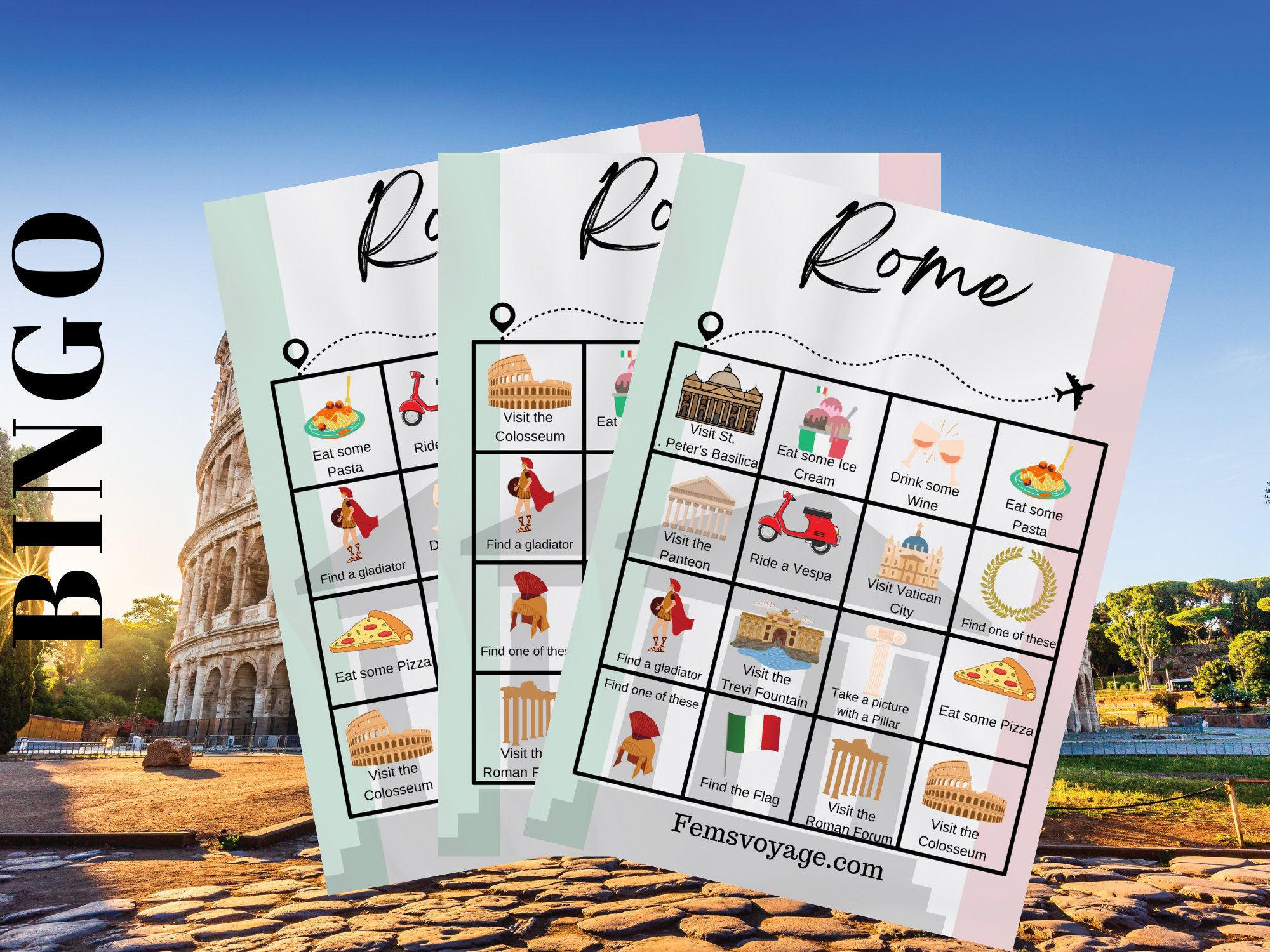 Rome City Travel Scavenger Hunt Cards, 3 Variations. Rome Scavenger ...