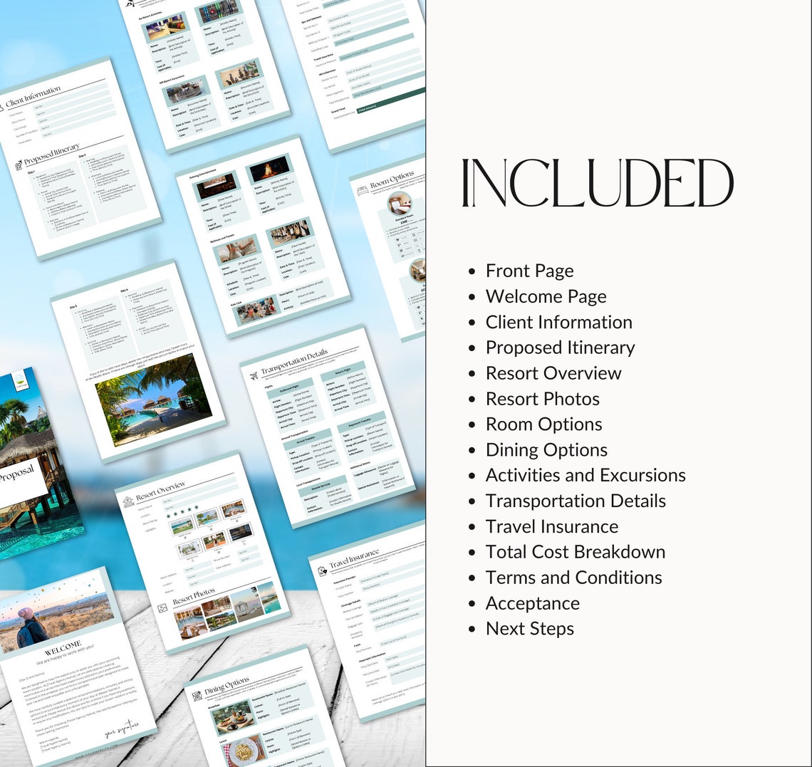 Travel Agent Resort Proposal Template, Travel Advisor Marketing Forms ...