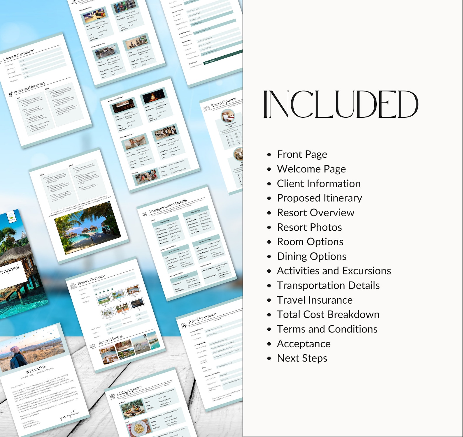 Travel Agent Resort Proposal Template, Travel Advisor Marketing Forms ...