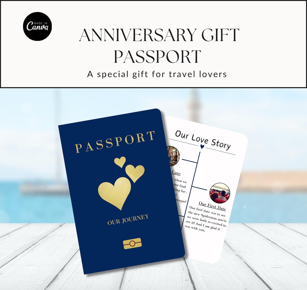 Anniversary Travel Gift Passport Editable Personalised Passport Travel ...