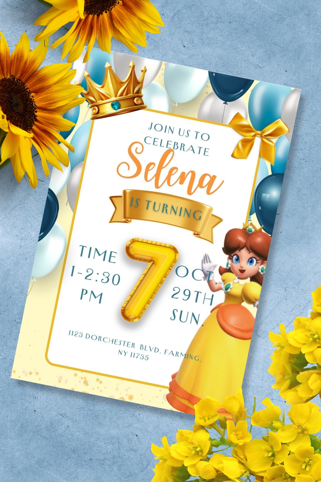 Princess Daisy Birthday Themed Digital/printable Invitation - Etsy