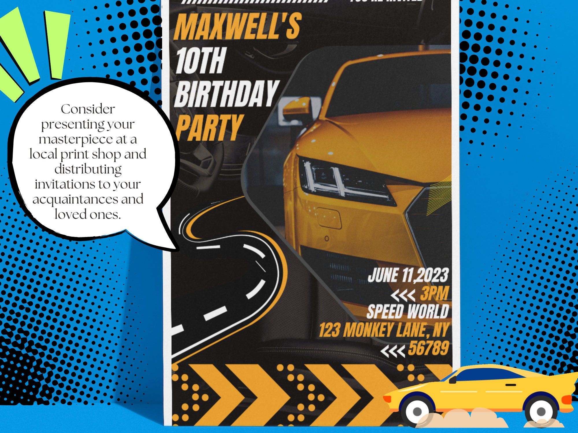 RACECAR NASCAR Themed Birthday Invitation, Digital Print Editable DIY ...