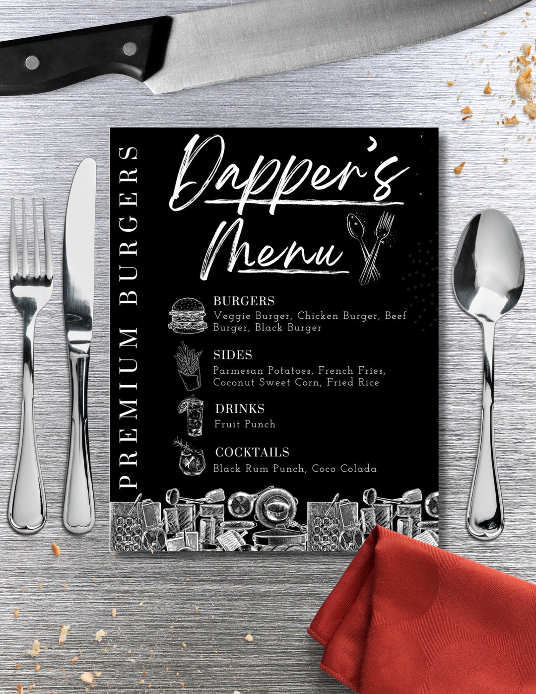 Black/white Restaurant Menu Digital/printable Editable Download - Etsy