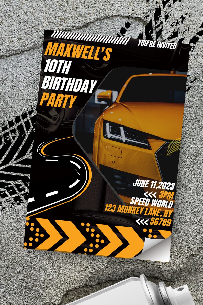 RACECAR NASCAR Themed Birthday Invitation, Digital Print Editable DIY ...