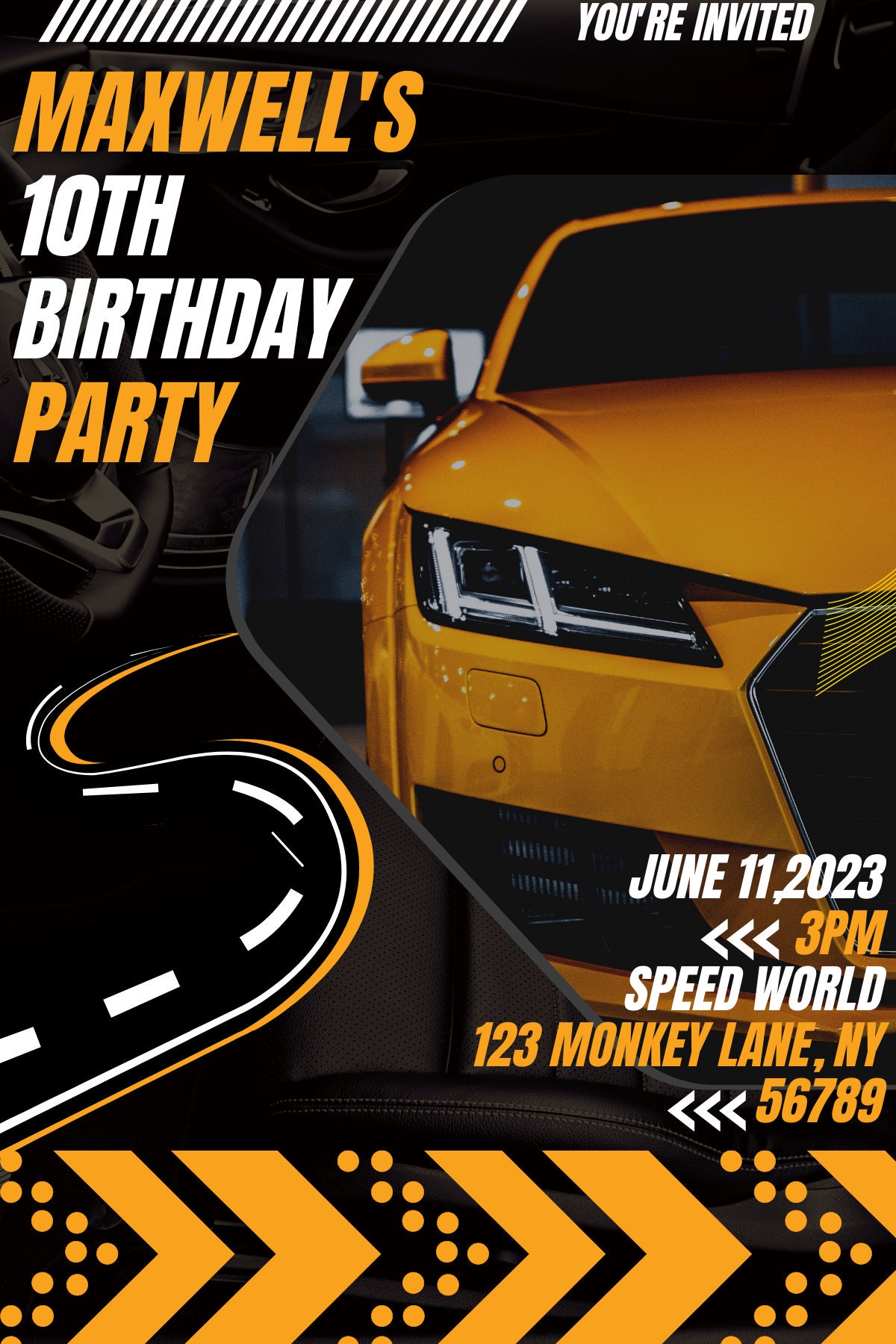 RACECAR NASCAR Themed Birthday Invitation, Digital Print Editable DIY ...