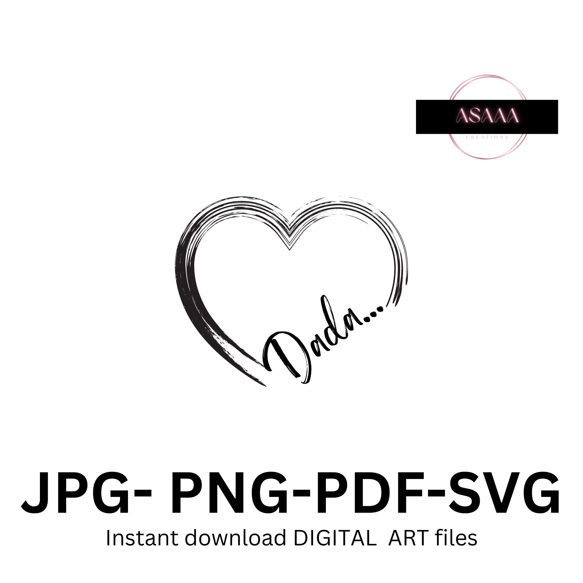 Fathers Day Printable Dada Heart - Etsy