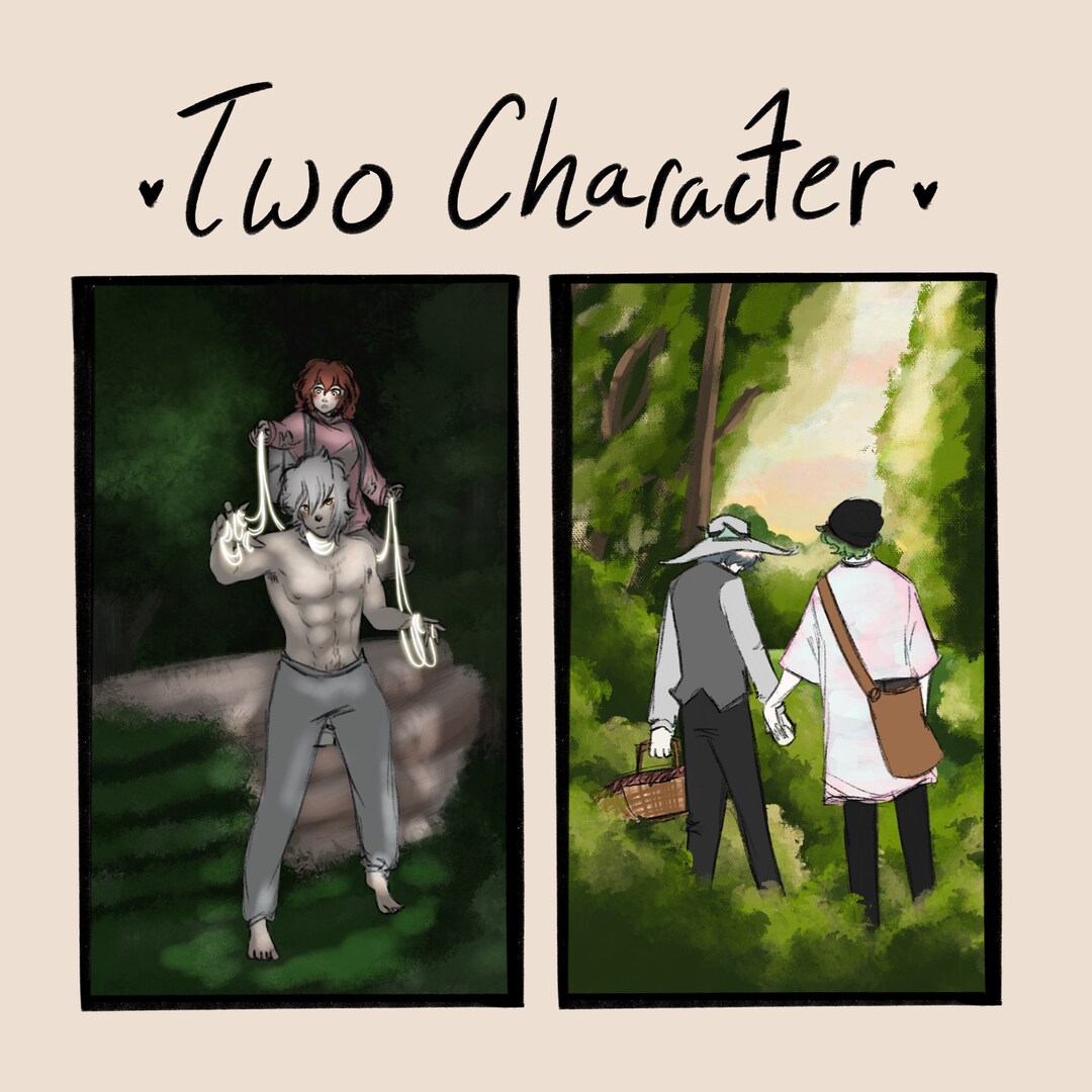 Two Character Art Illustration - Etsy