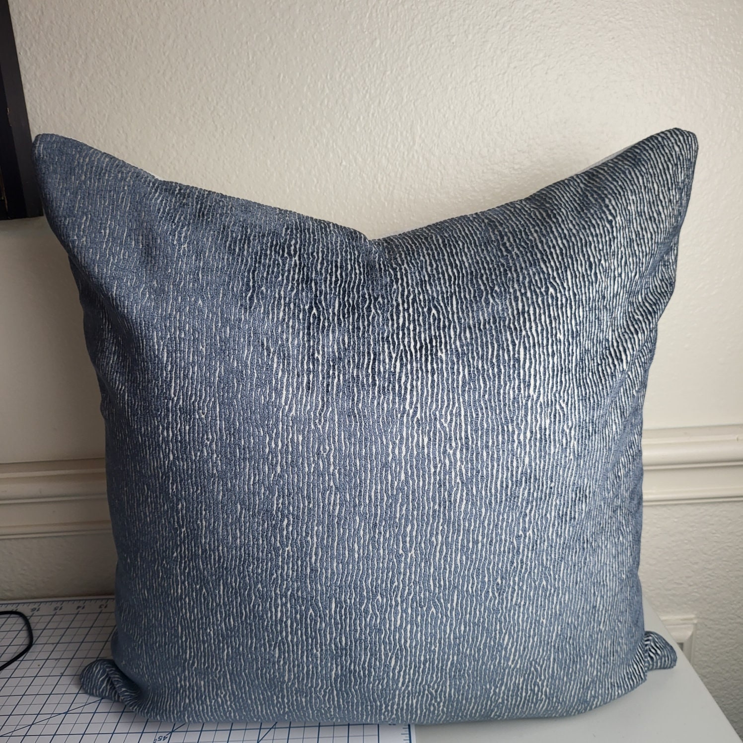 Richloom Whylie Wavy Denim Pillow Cover. Fun Chenille Pillow Covers ...