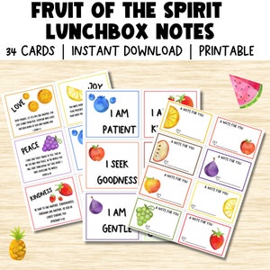 34 Fruit of the Spirit Lunchbox Notes for Kids, Positive Affirmations ...