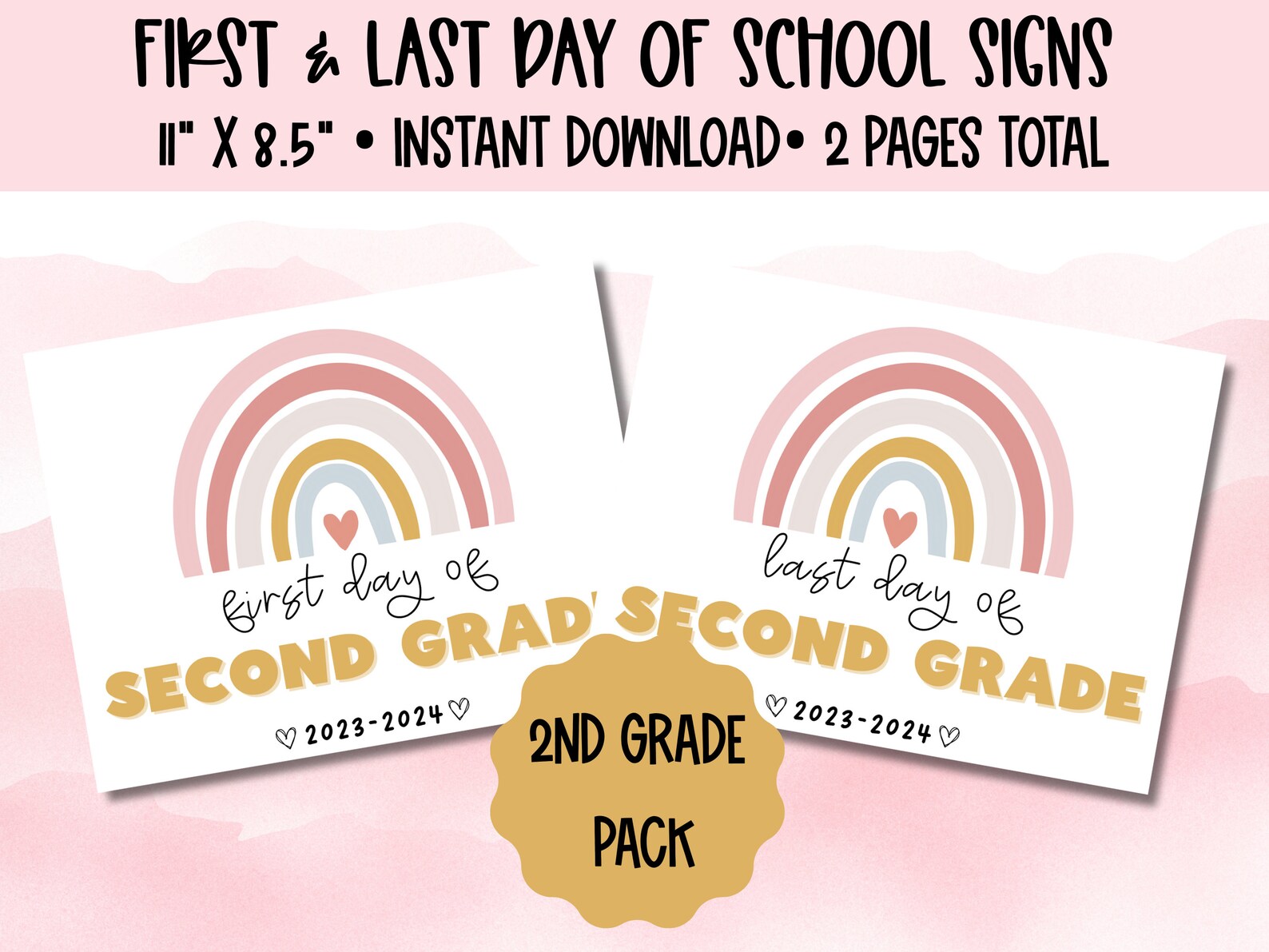 First Day of School Sign | Second Grade | Last Day of School Sign ...