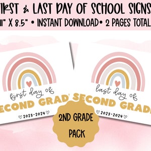 First Day of School Sign | Second Grade | Last Day of School Sign ...