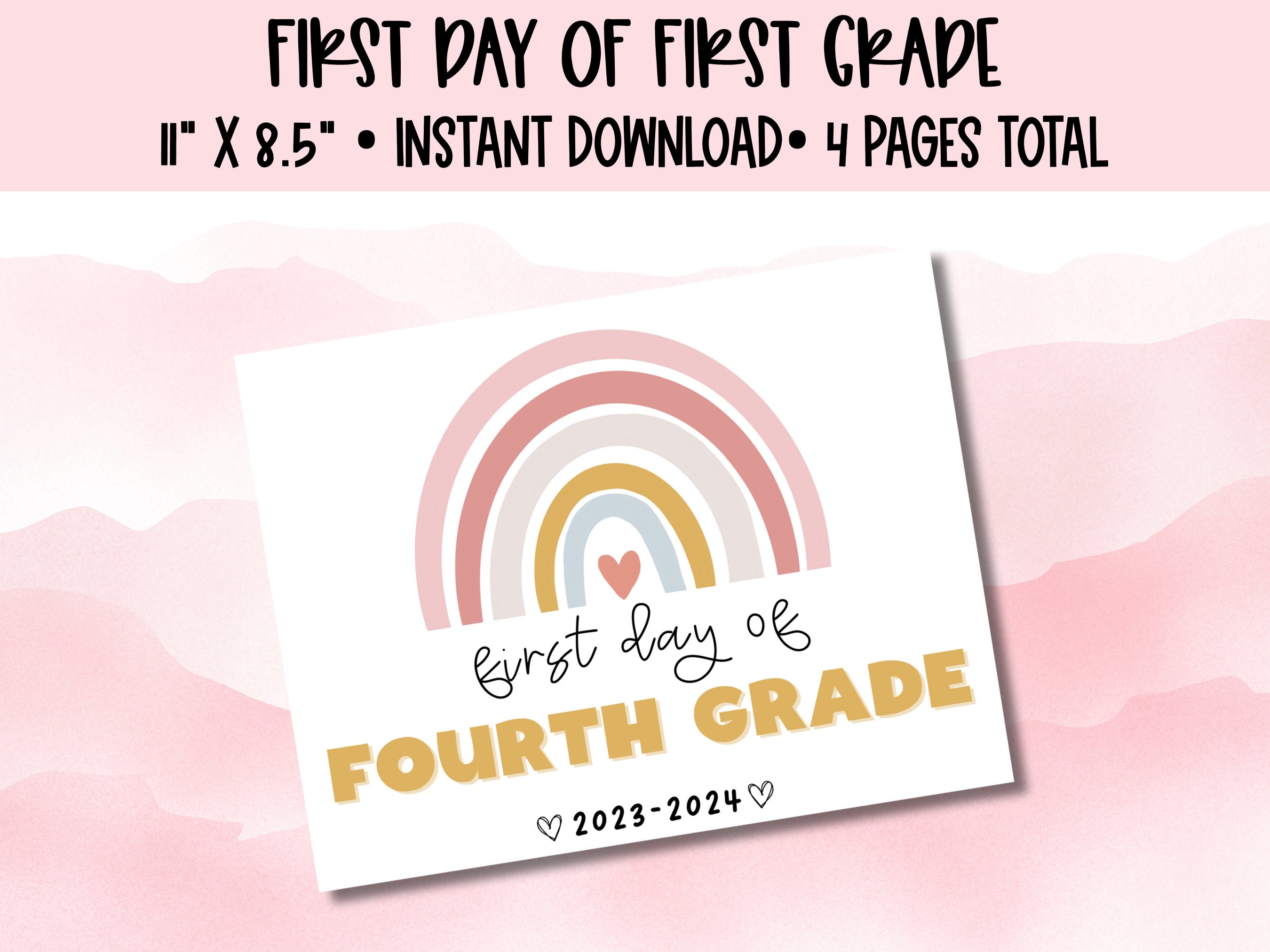 First Day of School Sign | Fourth Grade | Last Day of School Sign ...
