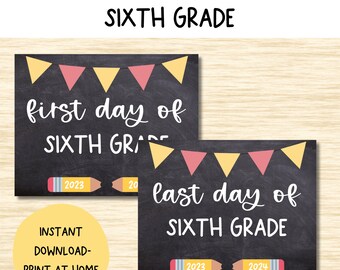 First Day of School Sign, Back to School, 6th Grade, Instant Download ...