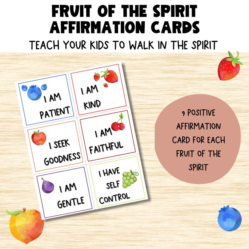 34 Fruit of the Spirit Lunchbox Notes for Kids, Positive Affirmations ...
