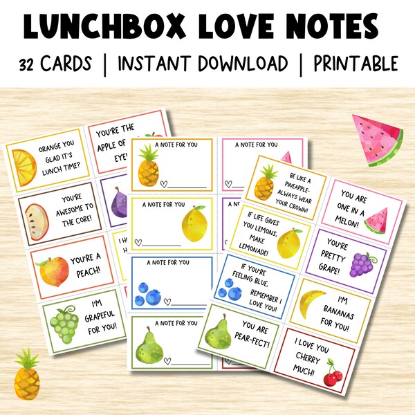 34 Fruit of the Spirit Lunchbox Notes for Kids, Positive Affirmations ...