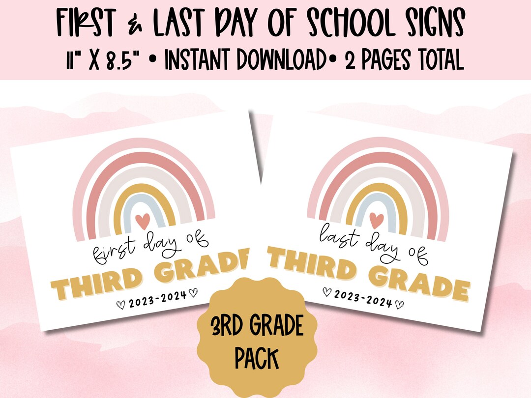 First Day of School Sign | Third Grade | Last Day of School Sign ...