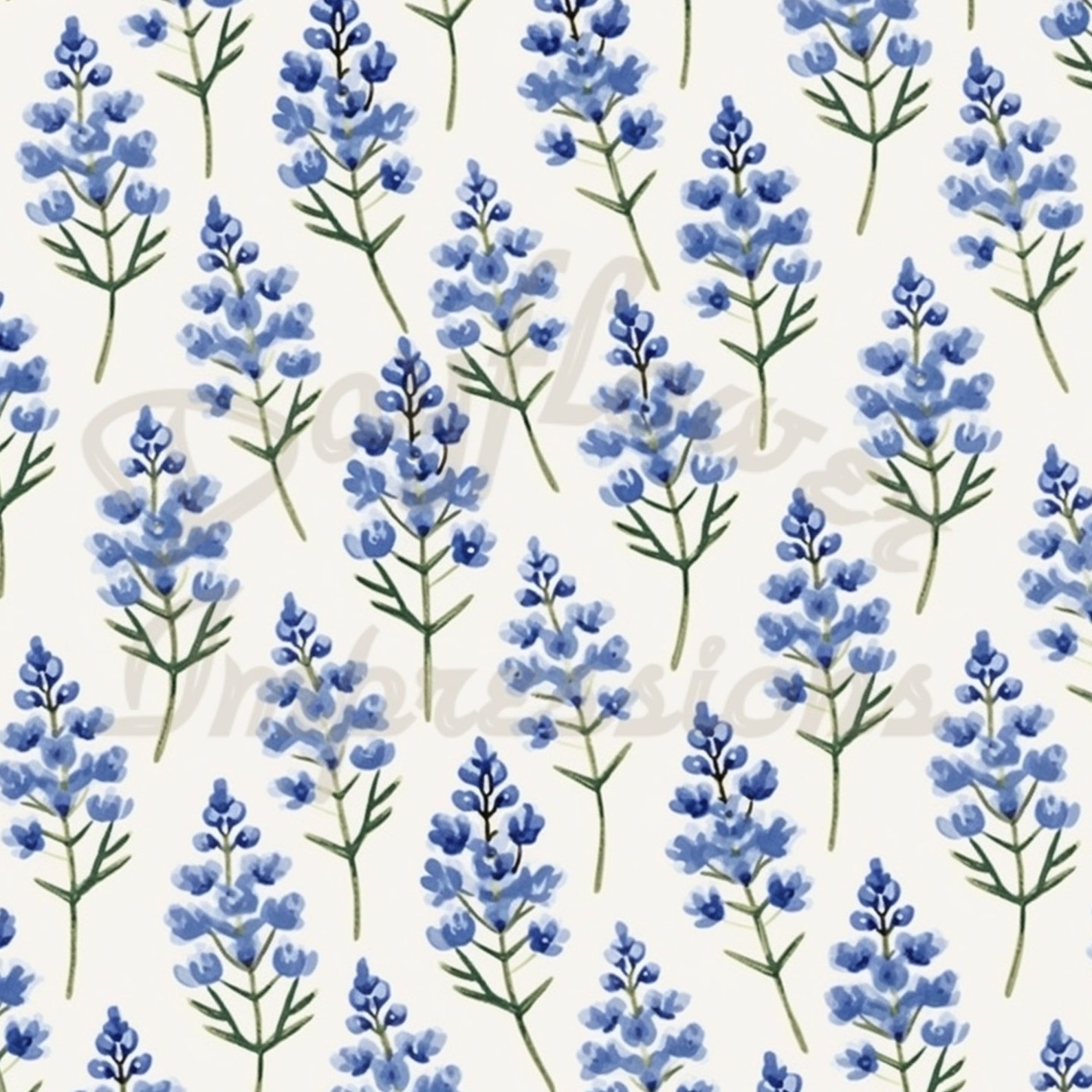 Watercolor Stylized Bluebonnet Simple Instant Download Seamless ...