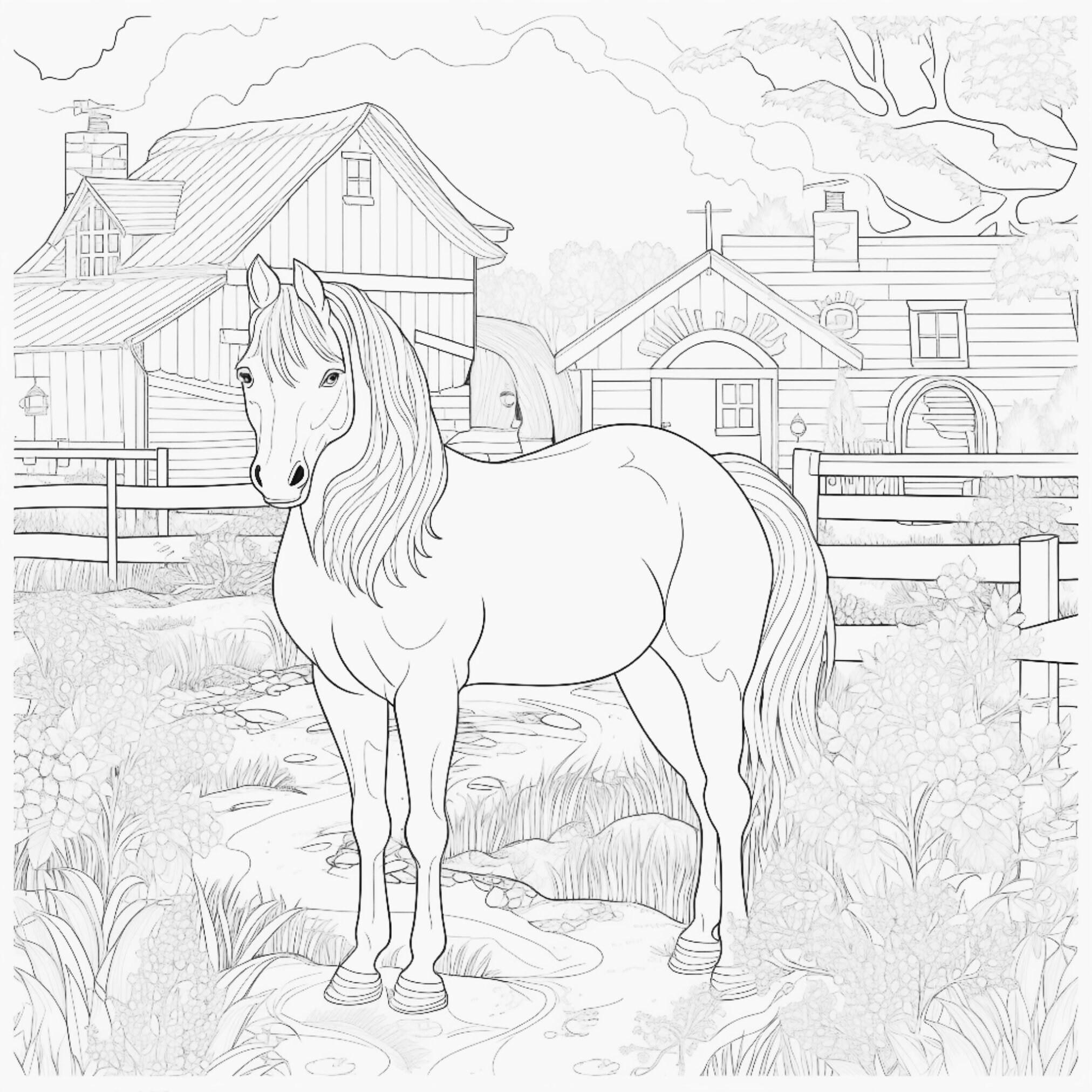 Horses at the Farm: Majestic Coloring Pages for Horse Lovers 51 ...