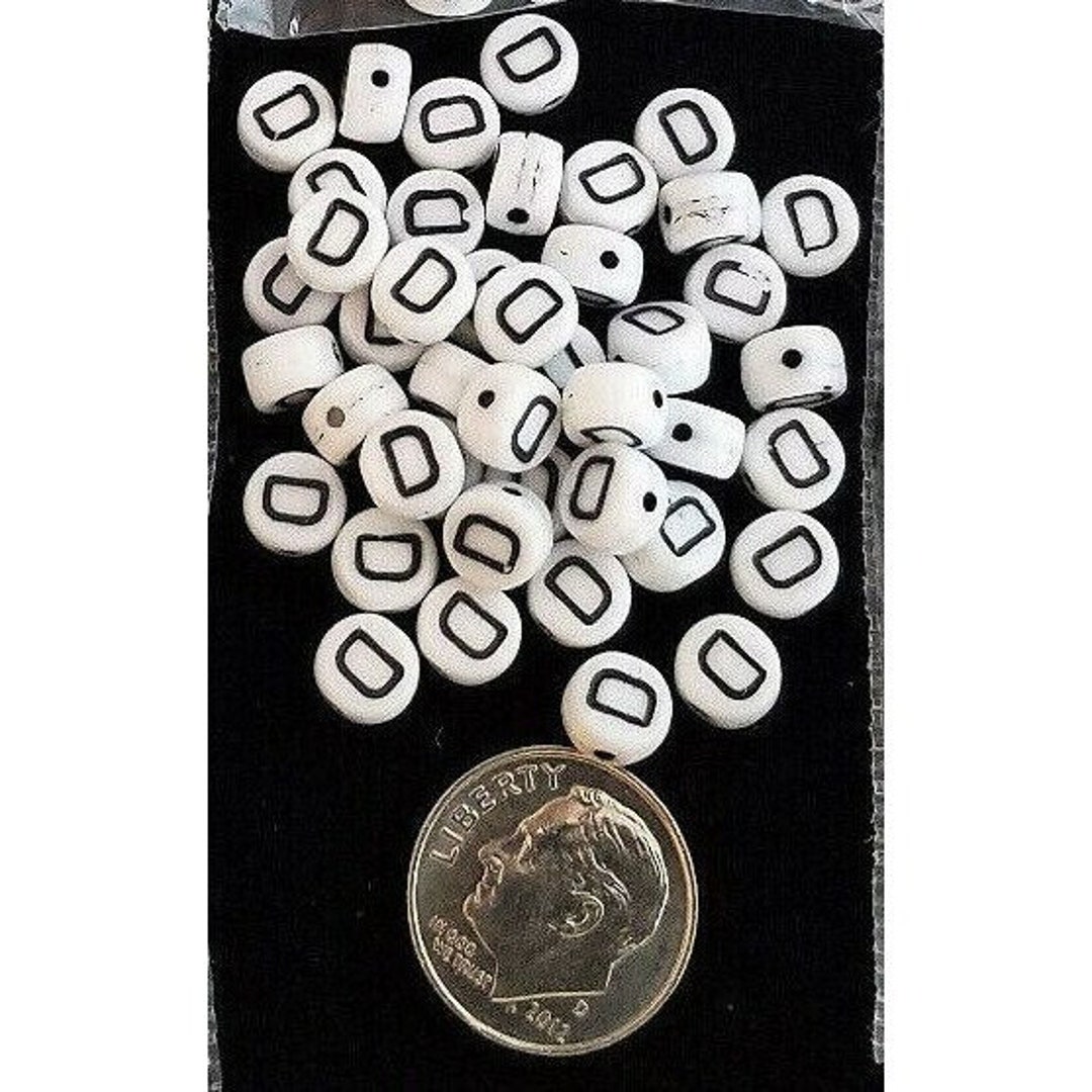 100 Glass ALPHABET BEADS Letter D White W/ Black 5 Mm Crafts - Etsy