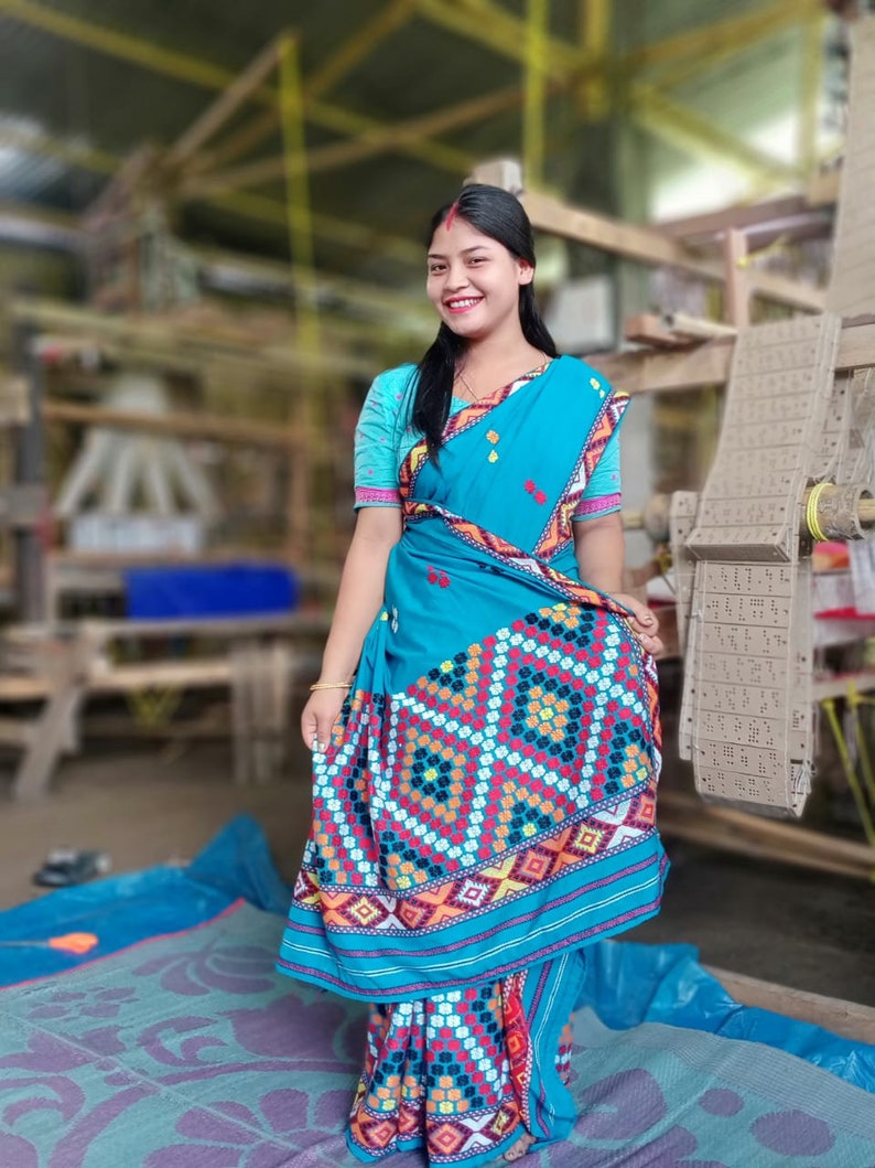 Mising Tribe Handwoven Traditional Saree Assam Ethnic Fashion Etsy
