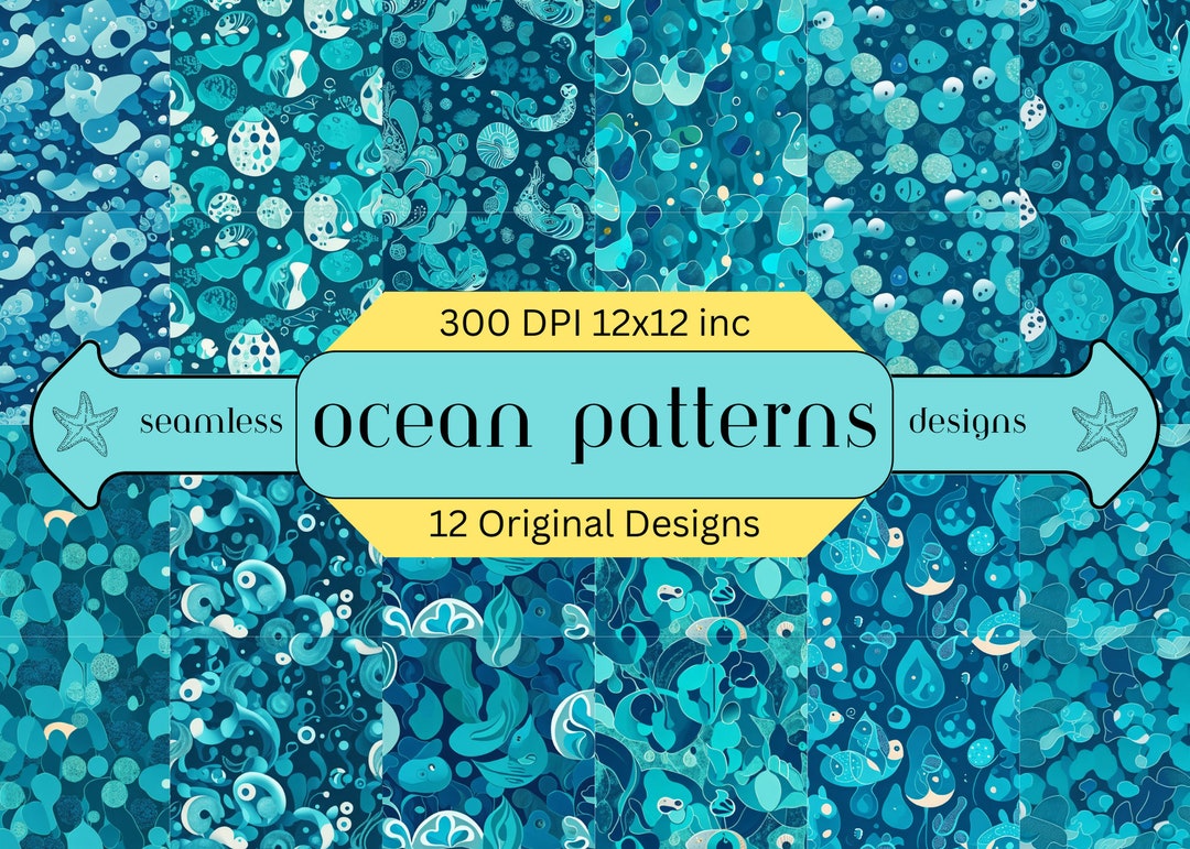Seamless Ocean Digital Paper for Printing - Oceab Vibes - Instant ...