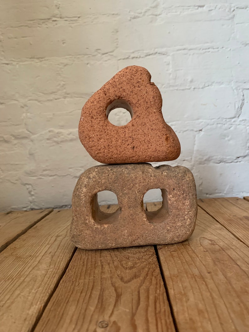 Abstract Stacking Brick Sculpture, Rustic Reclaimed Brick Decor ...