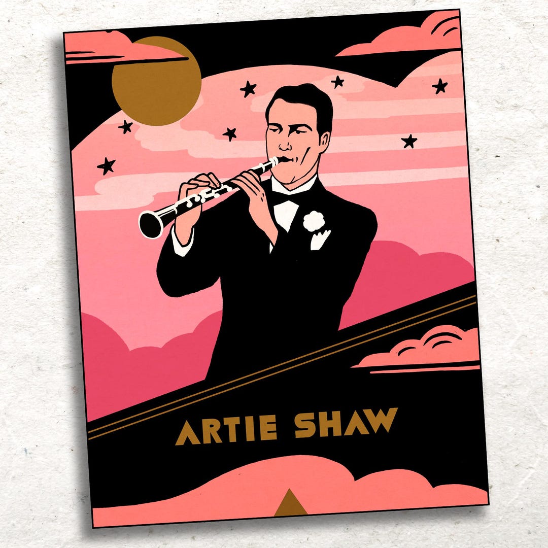 Jazz Print: Artie Shaw Poster / Swing, Lindy Hop, Big Band & Piano ...