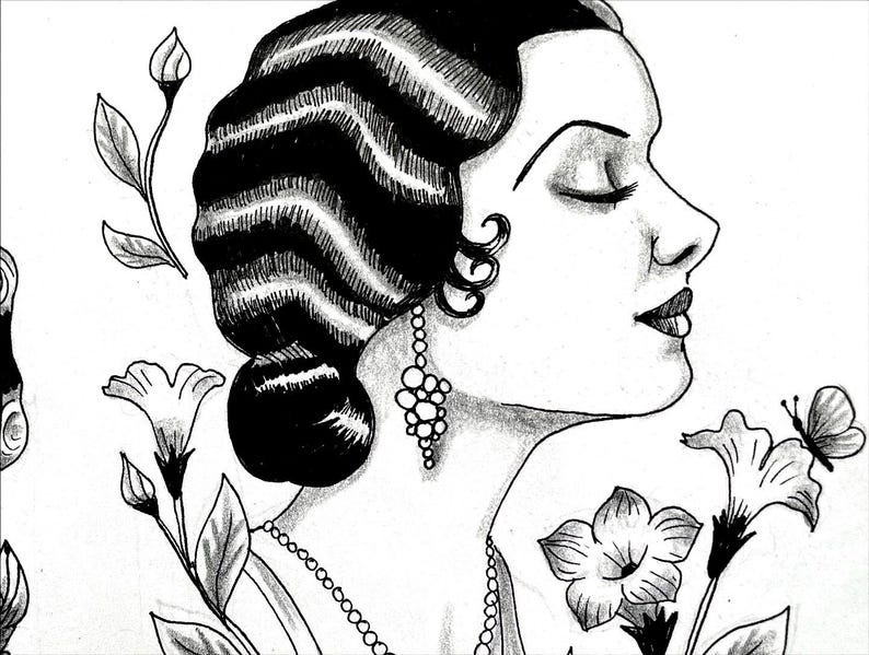1920s Flapper Portraits Wall Art Printable / Vintage Tattoo Flash ...