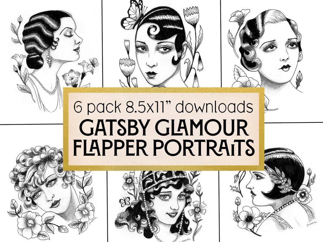 1920s Flapper Portraits Wall Art Printable / Vintage Tattoo Flash ...