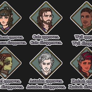 Baldur's Gate 3 "[companion] Approves/disapproves" 3 Pcs Waterproof ...