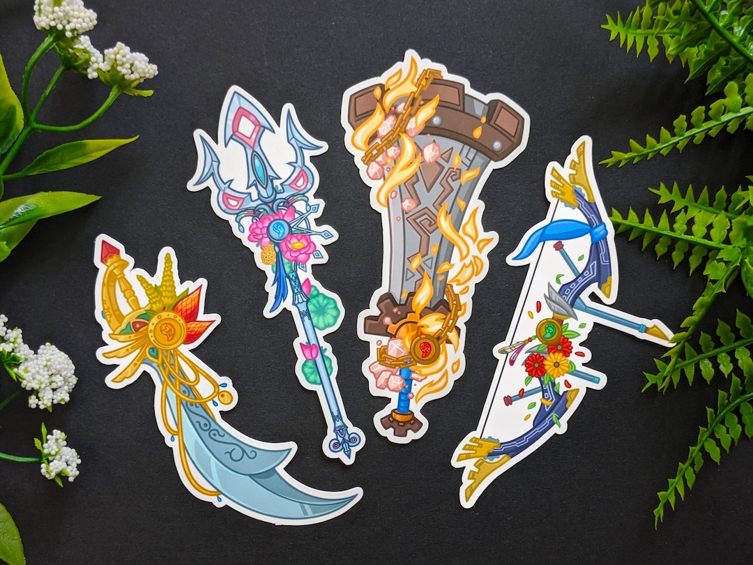 Floral Totk Sage Weapons Waterproof Vinyl Stickers - Tears of the ...