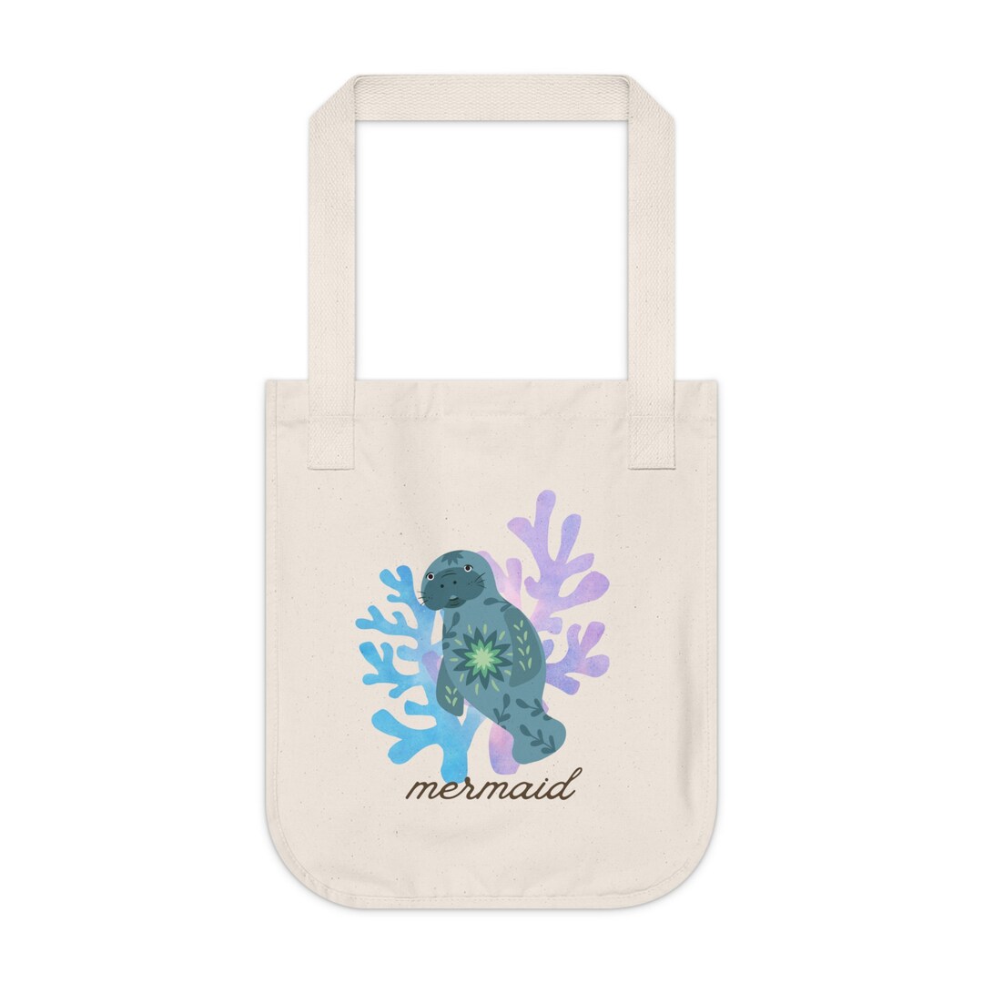 Enchanted Manatee Mermaid Tote Bag Eco-friendly Organic Canvas ...