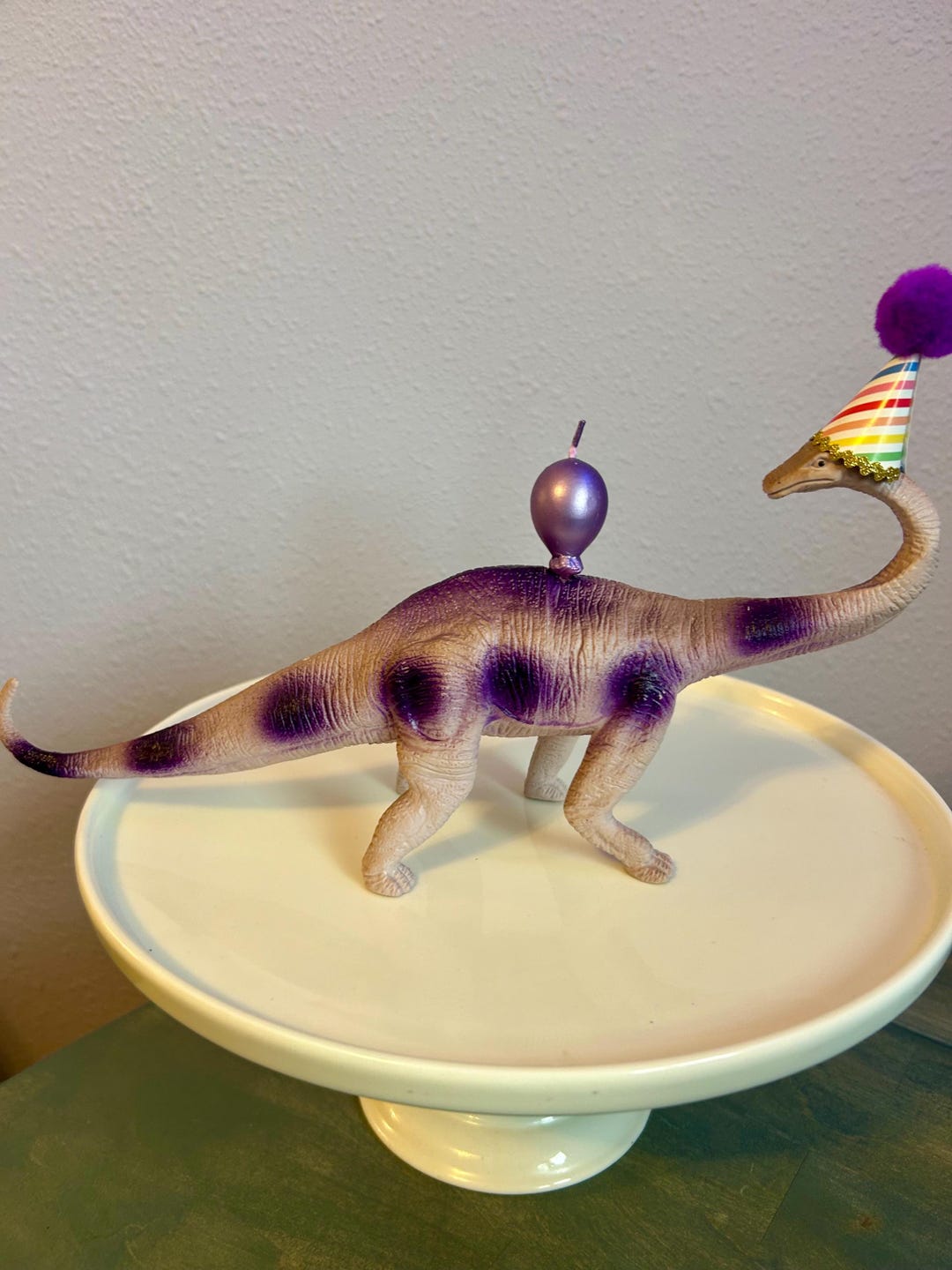 Dinosaur Large Purple Brachiosaurus Birthday Cake Topper W/ Candle - Etsy