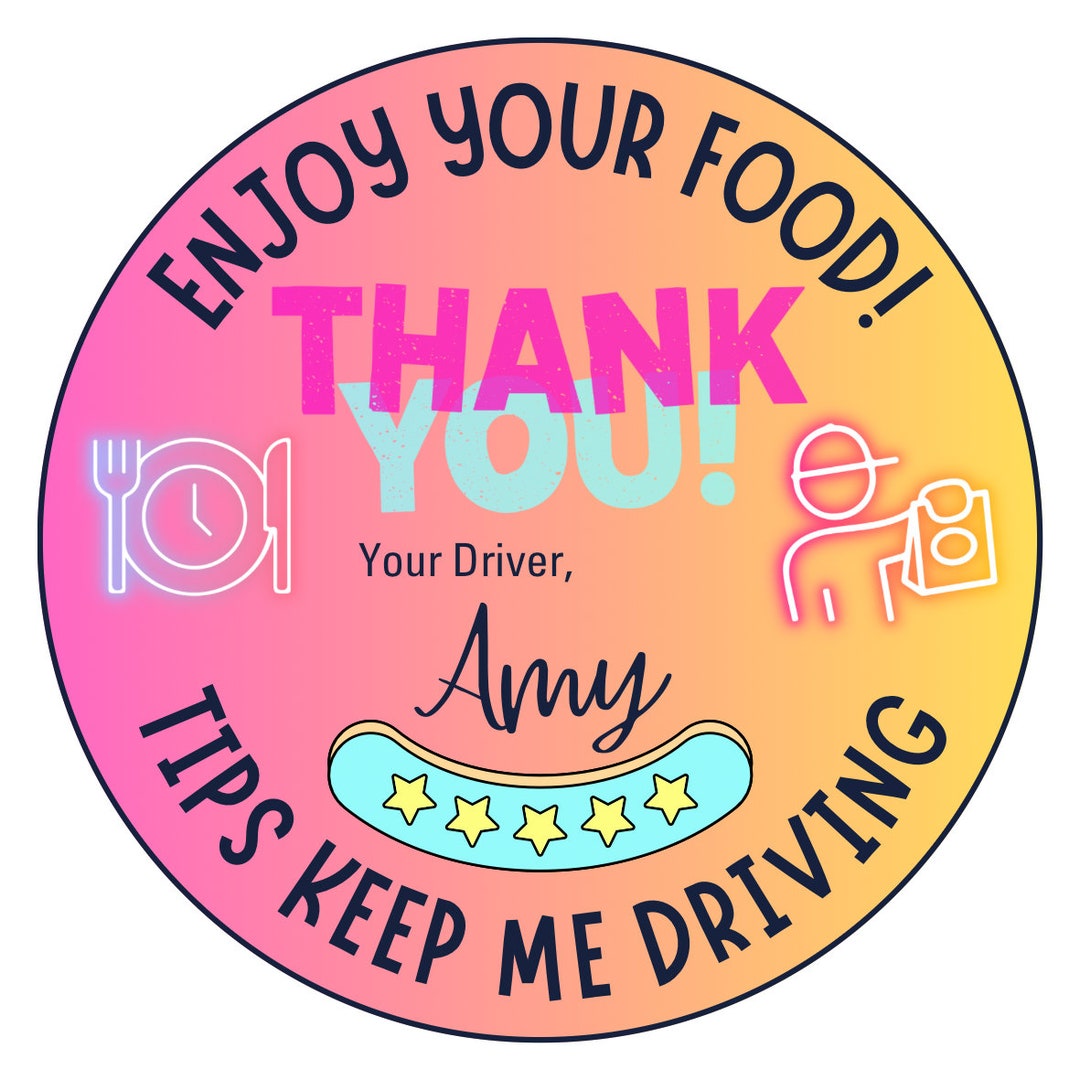 108 Each Food Delivery/ Door Dash/ Uber/ Driver Thank You Stickers - Etsy