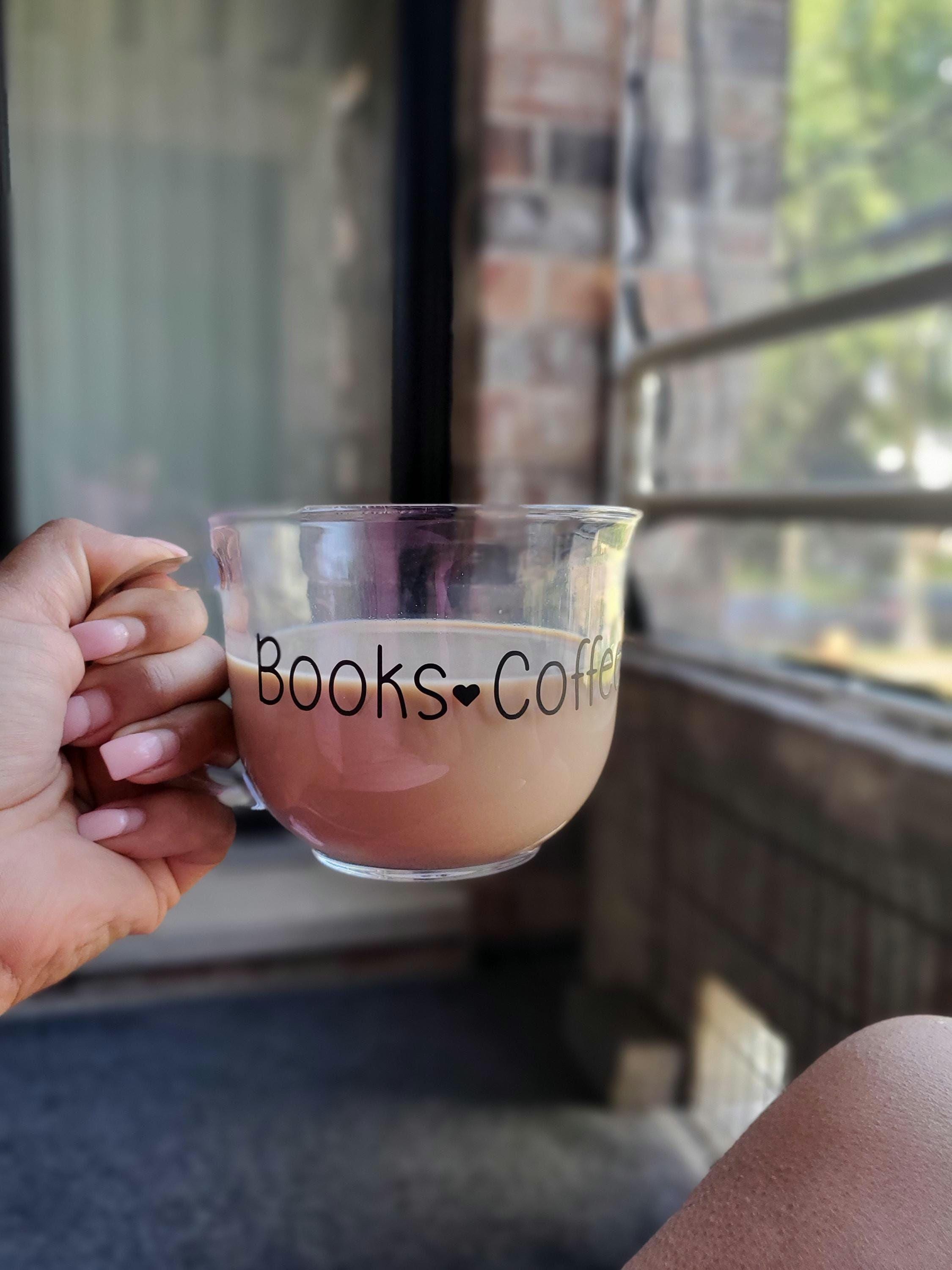 Books and Coffee Glass Mug -ideal Gift for Readers or Coffee Lovers. - Etsy