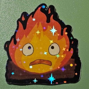 Holographic Calcifer Vinyl Sticker - Etsy