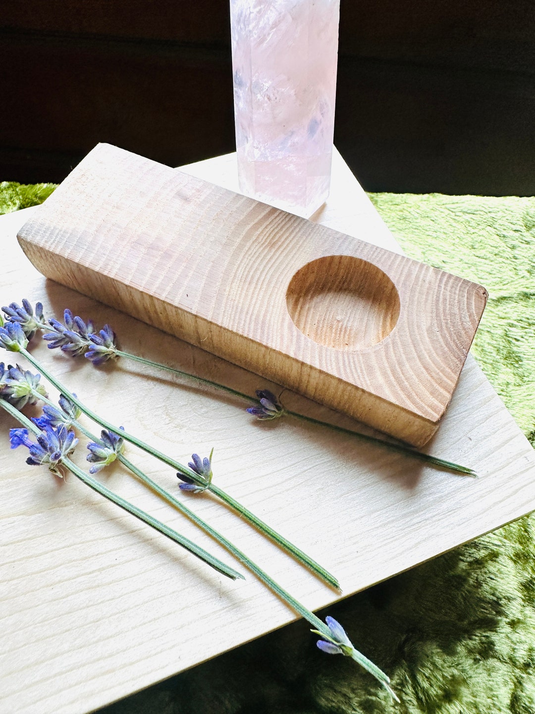 Ash Wood Handmade Altar Bar Add-on Crystal Amber Offering Holder - Etsy